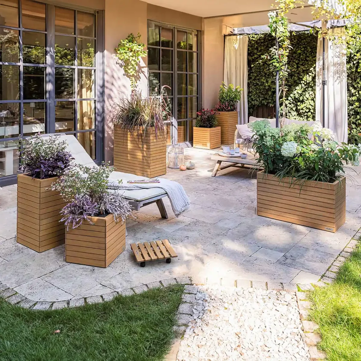 Buy PALO Natural Wood High 45 Eucalyptus Wood, Self-Watering Tall ...