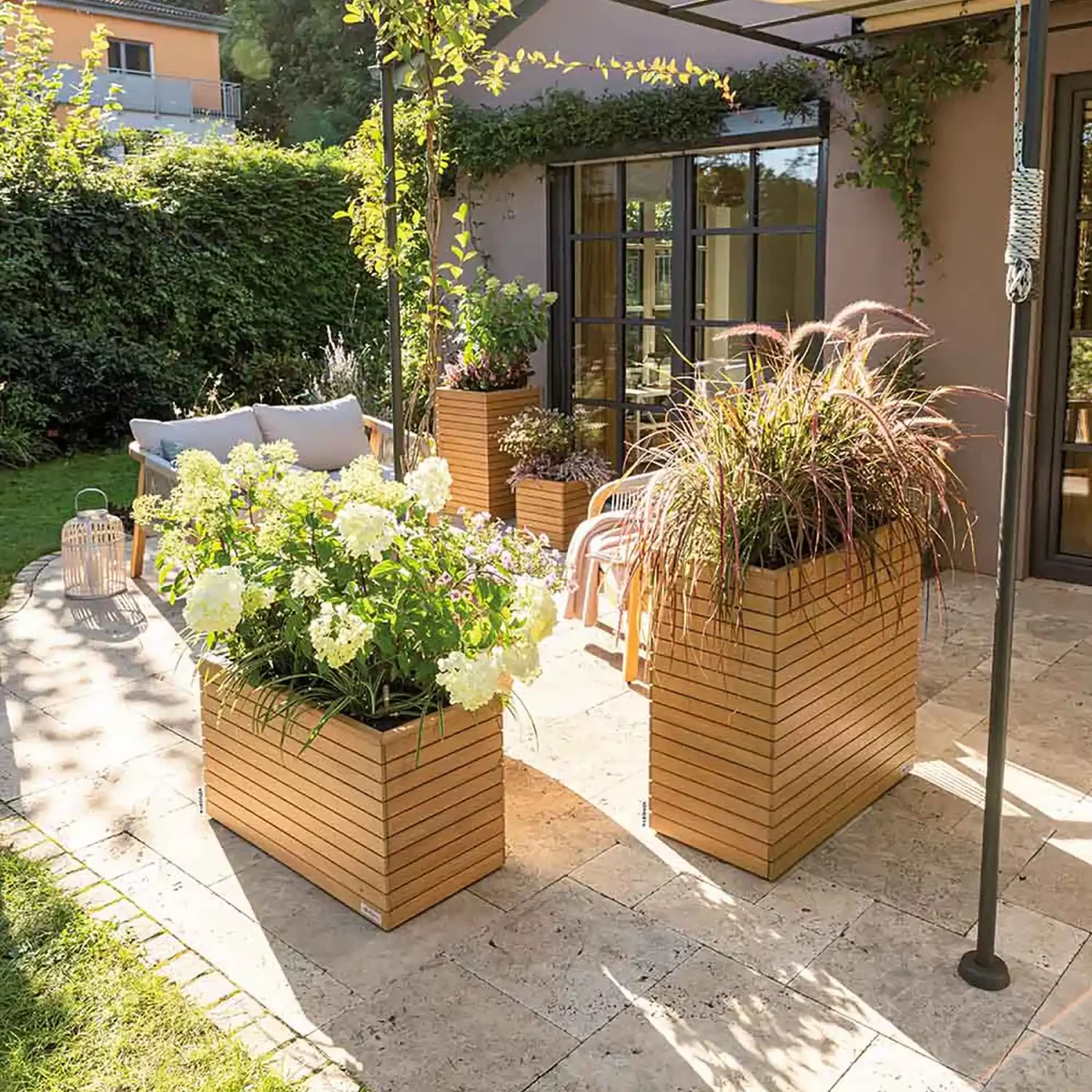 Buy PALO Natural Wood High 45 Eucalyptus Wood, Self-Watering Tall ...