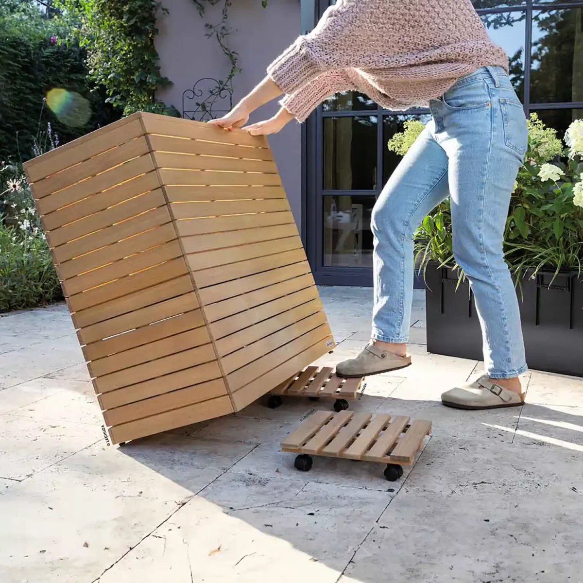 Buy PALO Natural Wood High 45 Eucalyptus Wood, Self-Watering Tall ...