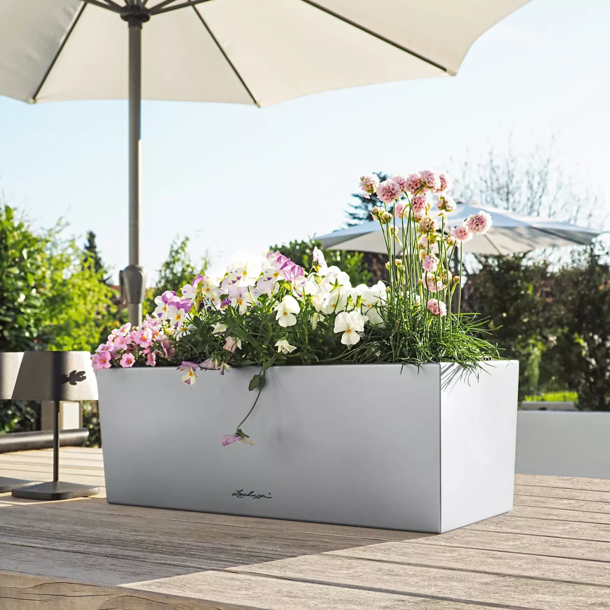 Buy BALCONERA Steel 50 Pearl Grey, Self-Watering Window Box (Railing ...