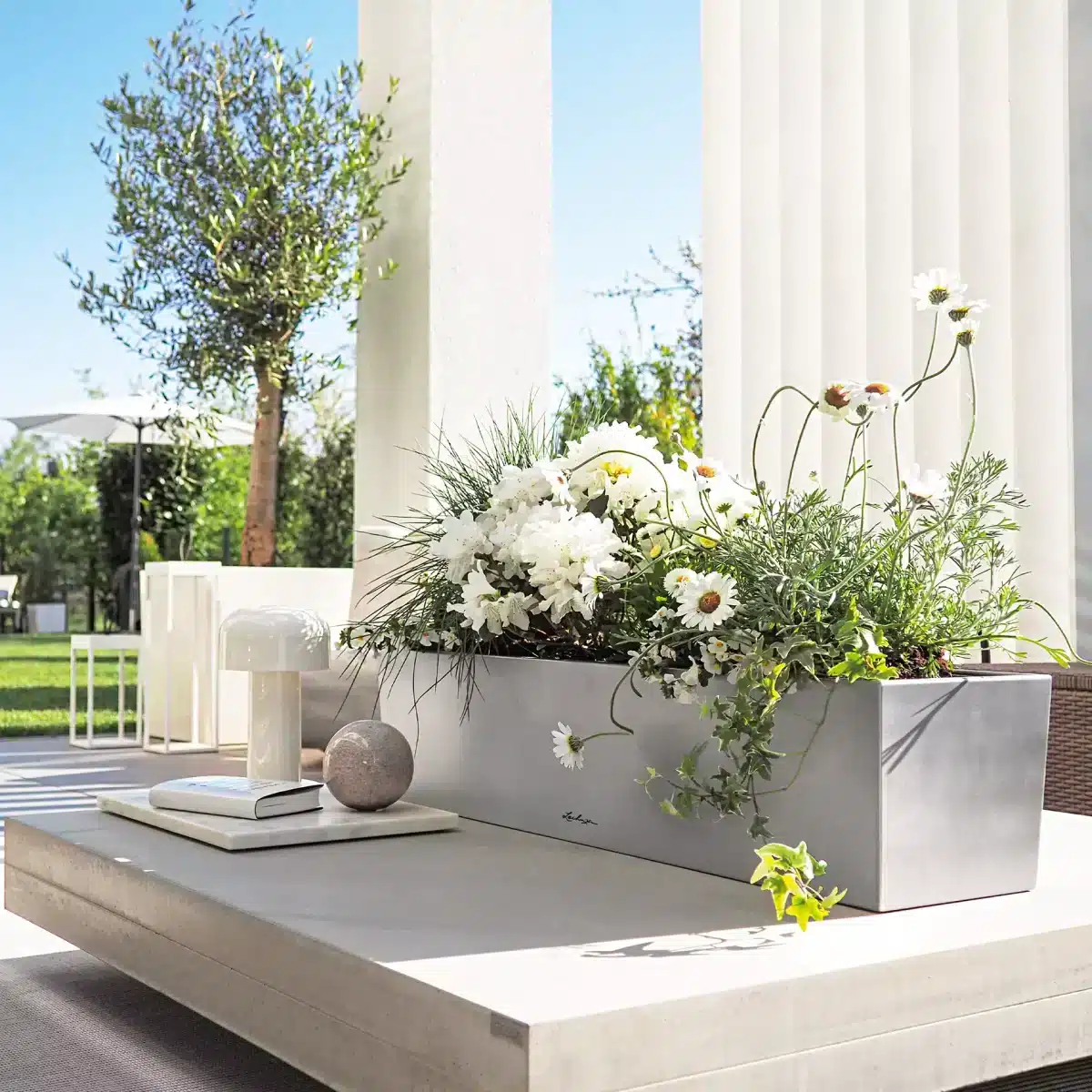 Buy BALCONERA Steel 80 Pearl Grey, Self-Watering Window Box (Railing ...