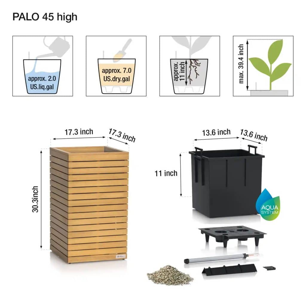 Buy PALO Natural Wood High 45 Eucalyptus Wood, Self-Watering Tall ...